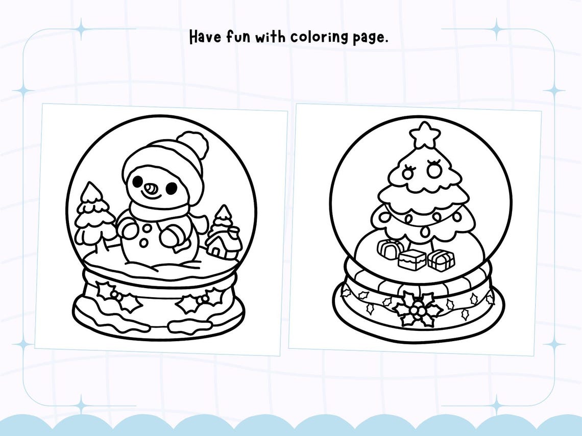 Christmas Snowball Globe Coloring Pages | Bold and Easy Coloring Book ...