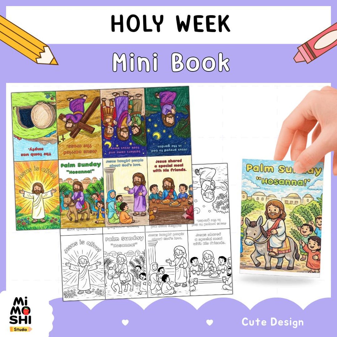 Holy Week Mini Book | Easter Printable for Kids | Foldable Coloring ...