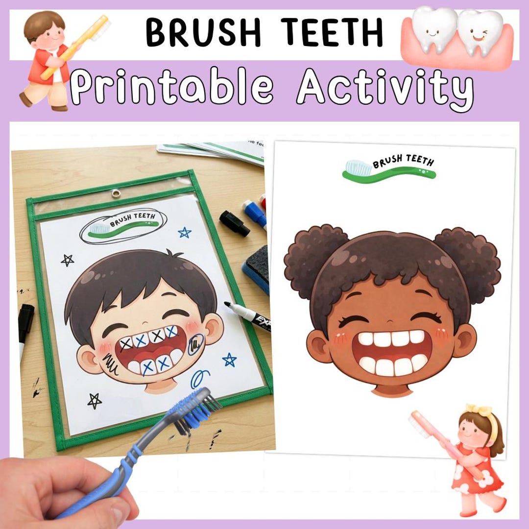 Brush Teeth Printable Activity | Dental Health Fine Motor Practice ...