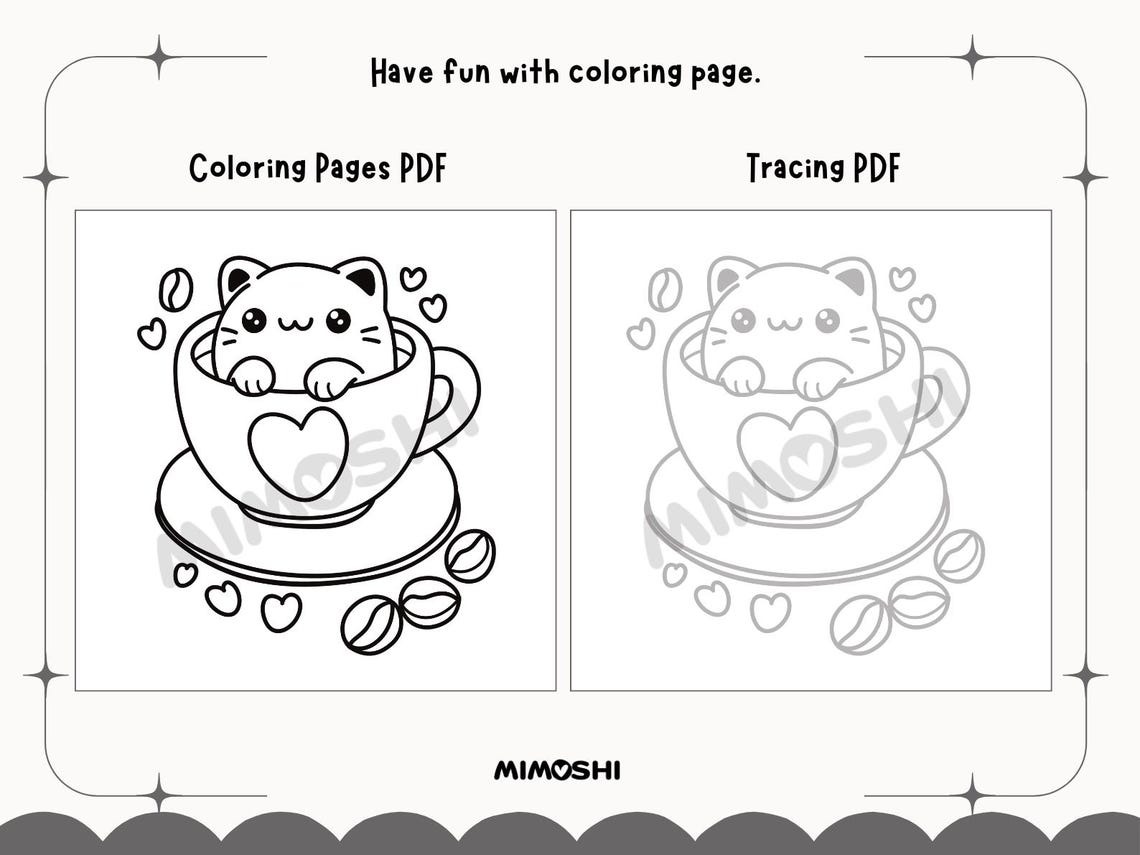 Cozy Cat in Containers Coloring Pages |tiny Spaces, Fluffy Faces, Meow ...