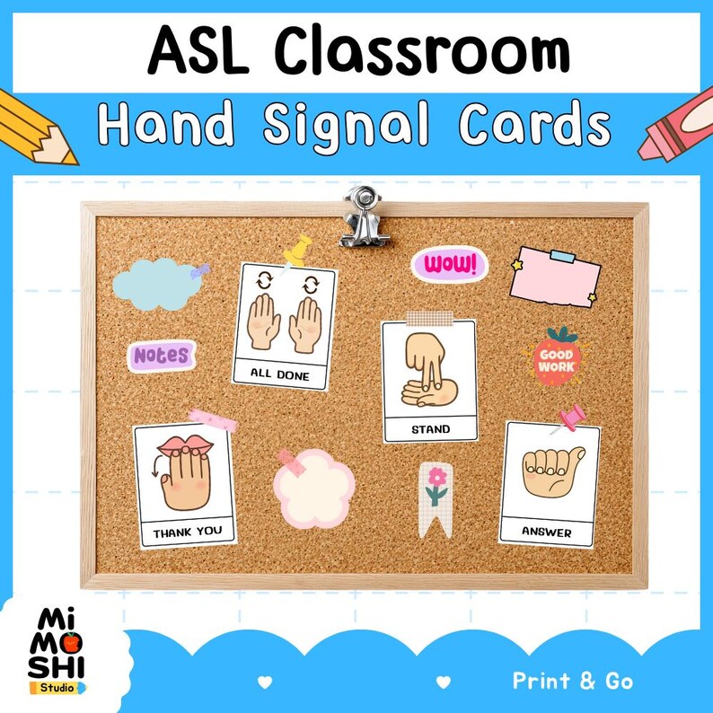 ASL Classroom Hand Signal Cards for Student Communication | Visual Cue ...