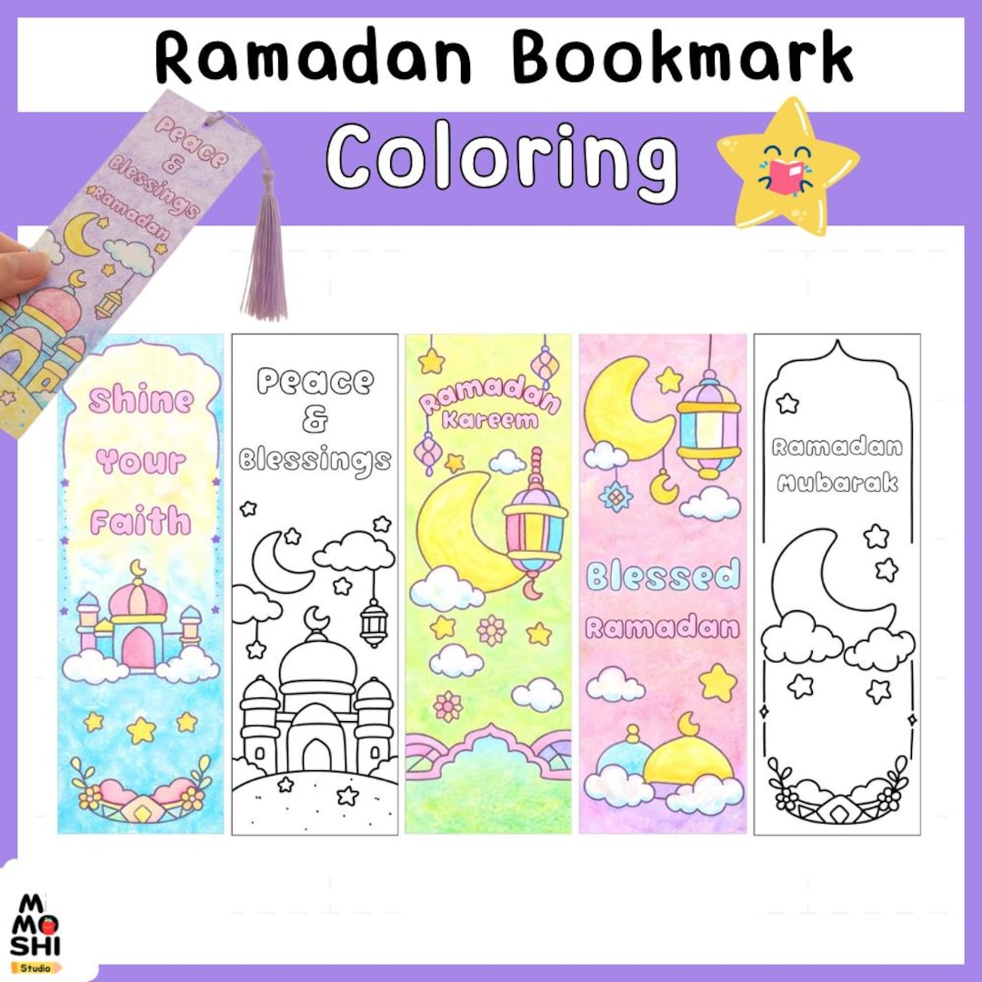 Ramadan Coloring Bookmarks Printable – Set of 5 Islamic Arts and Crafts ...