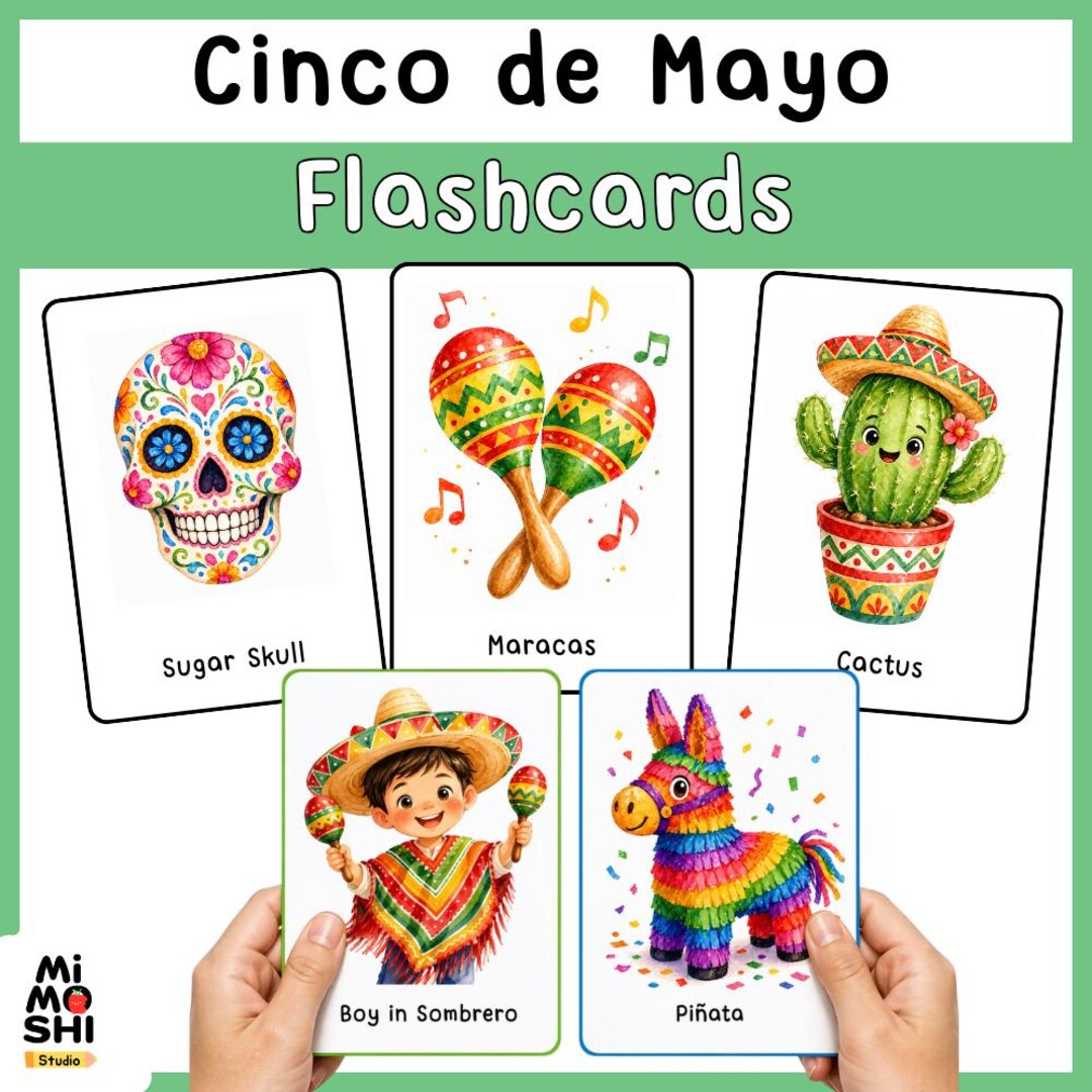 Cinco De Mayo Flashcards Printable Kids Learning Cards Spanish Culture ...