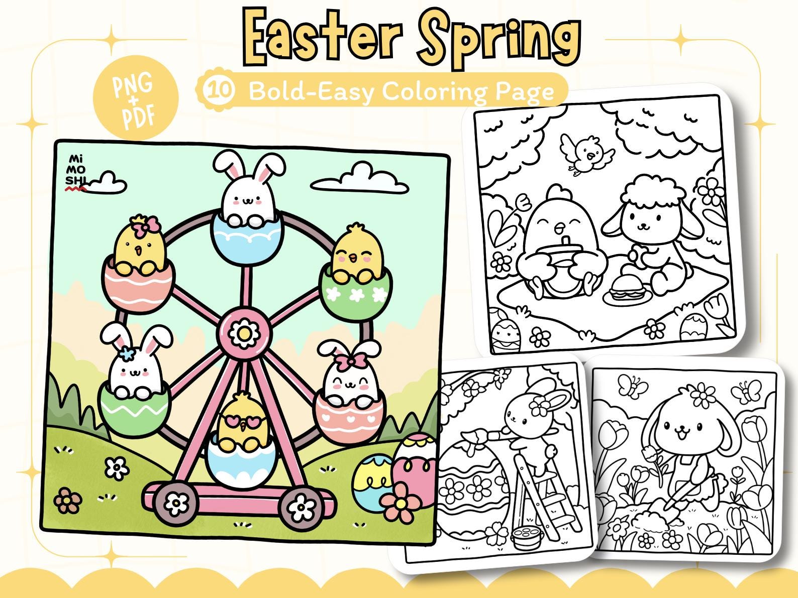 Easter Spring Coloring Pages | Bold and Easy ,easter Bunny,easter Egg ...