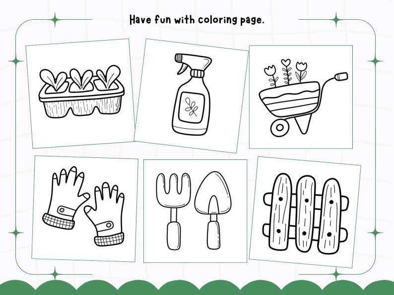 Happy Gardening Coloring Pages , Bold and Easy , Coloring Book ,cute ...