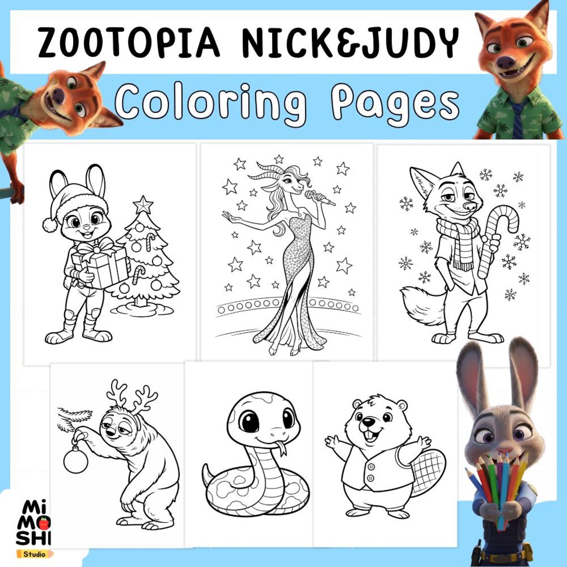 Cute Bunny Cop & Clever Fox Coloring Pages – Fun Animal Friends ...