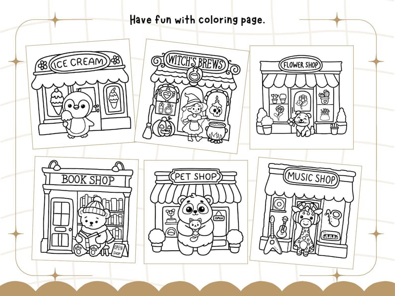 Cute Storefront Coloring Pages | Bold and Easy Coloring Book , Pet Shop ...