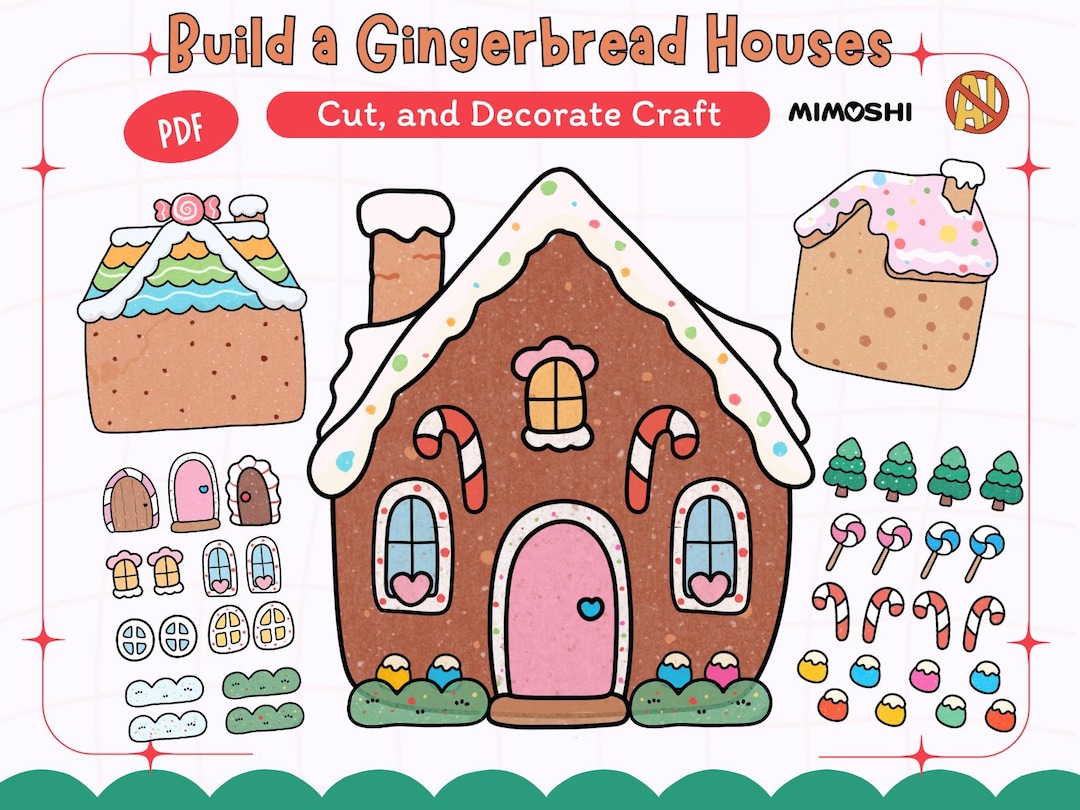 Gingerbread House Craft – Christmas Cut and Decorate Activity (PDF ...