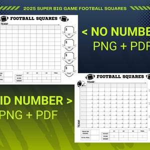 2025 Football Squares ,100 Square Football Grid, Football Pool,super ...