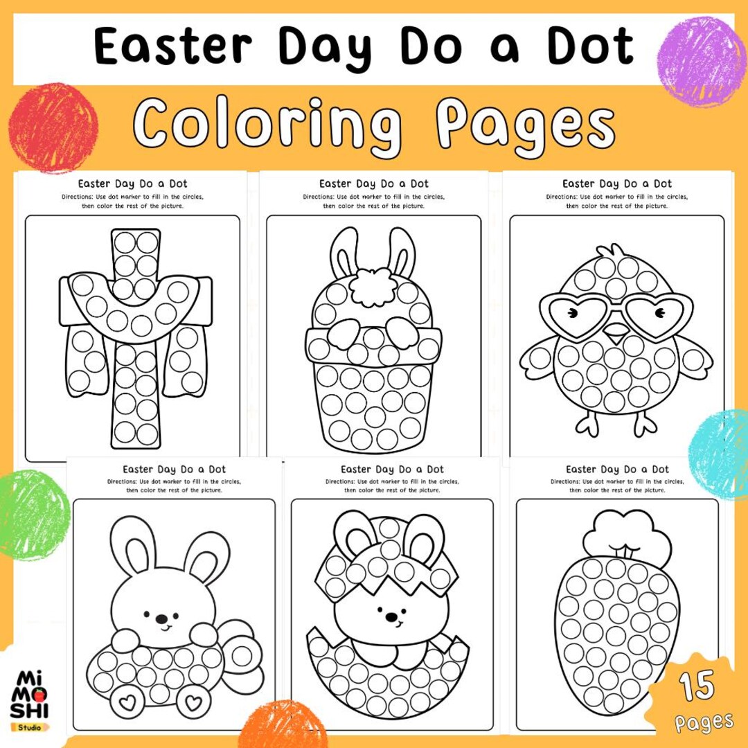 Easter Do a Dot Coloring Pages 15 Printable Easter Activity Pages Dot ...