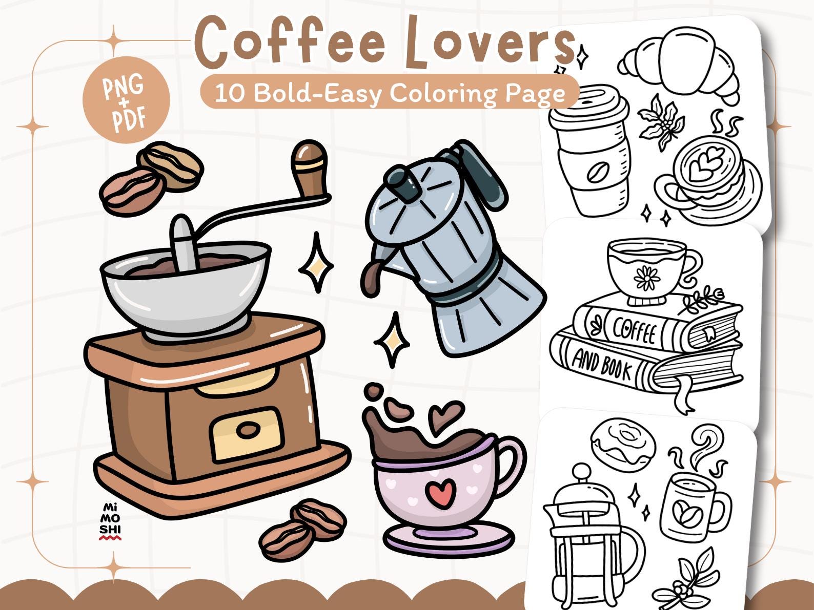Coffee Lovers Coloring Pages | Bold and Easy Coloring Book ,cozy Coffee ...
