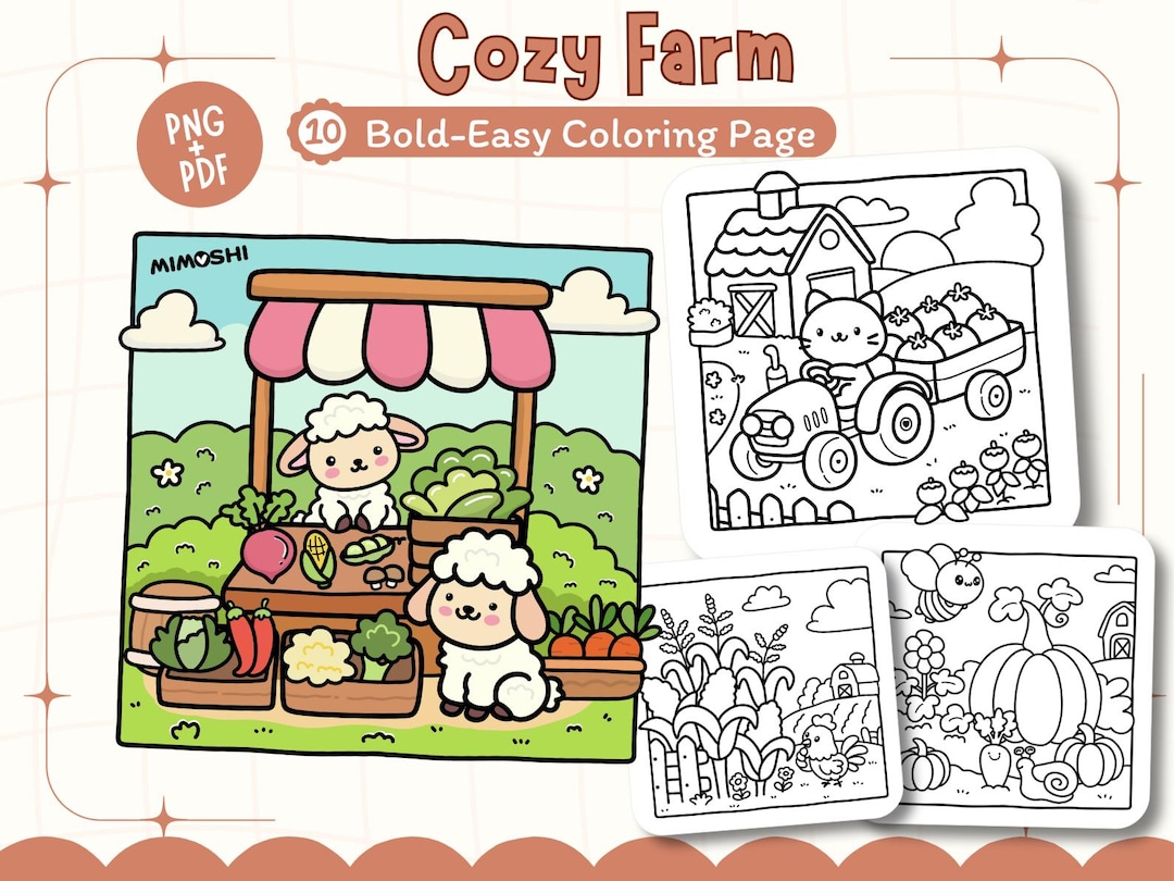 Cozy Farm Coloring Pages | Bold and Easy ,cozy Farm ,cute Farm Animals ...