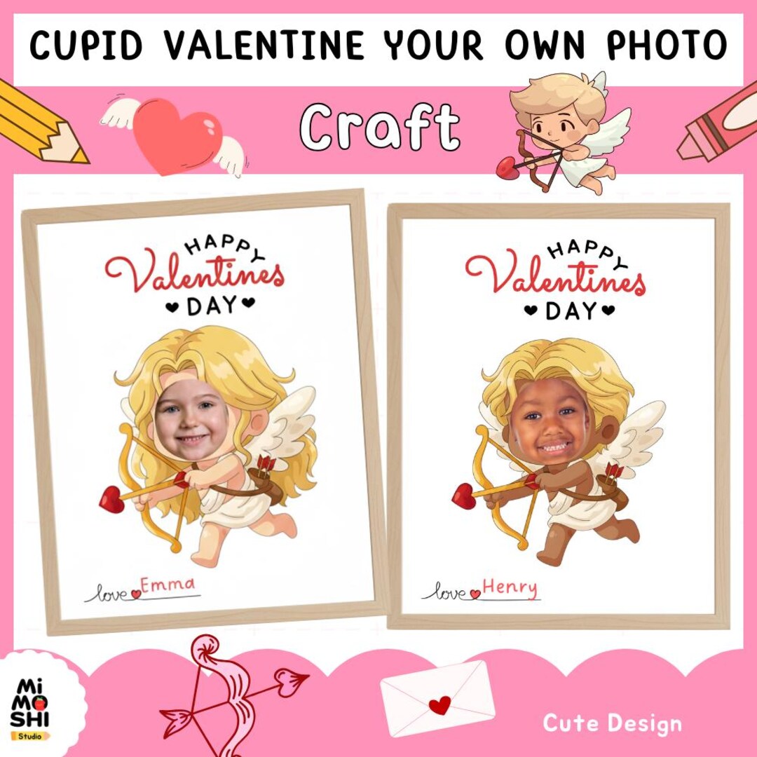 Cupid Valentine Craft – Add Your Own Photo | Printable Valentine’s Day ...