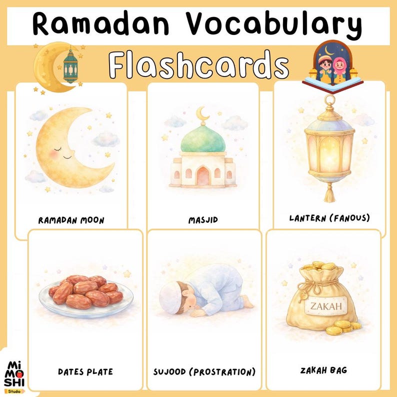 Ramadan Vocabulary Flashcards for Kids | Islamic Printable Cards | Eid ...