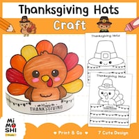 Thanksgiving Turkey Cute Hat Headband Craft Coloring Activity Printable ...