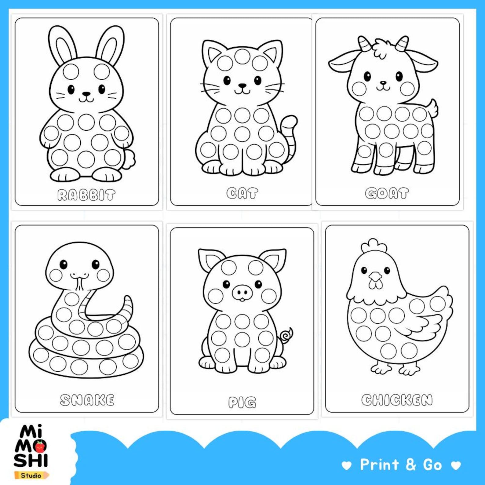 Animal Dot Marker Coloring Pages | Do a Dot Activity, Printable ...