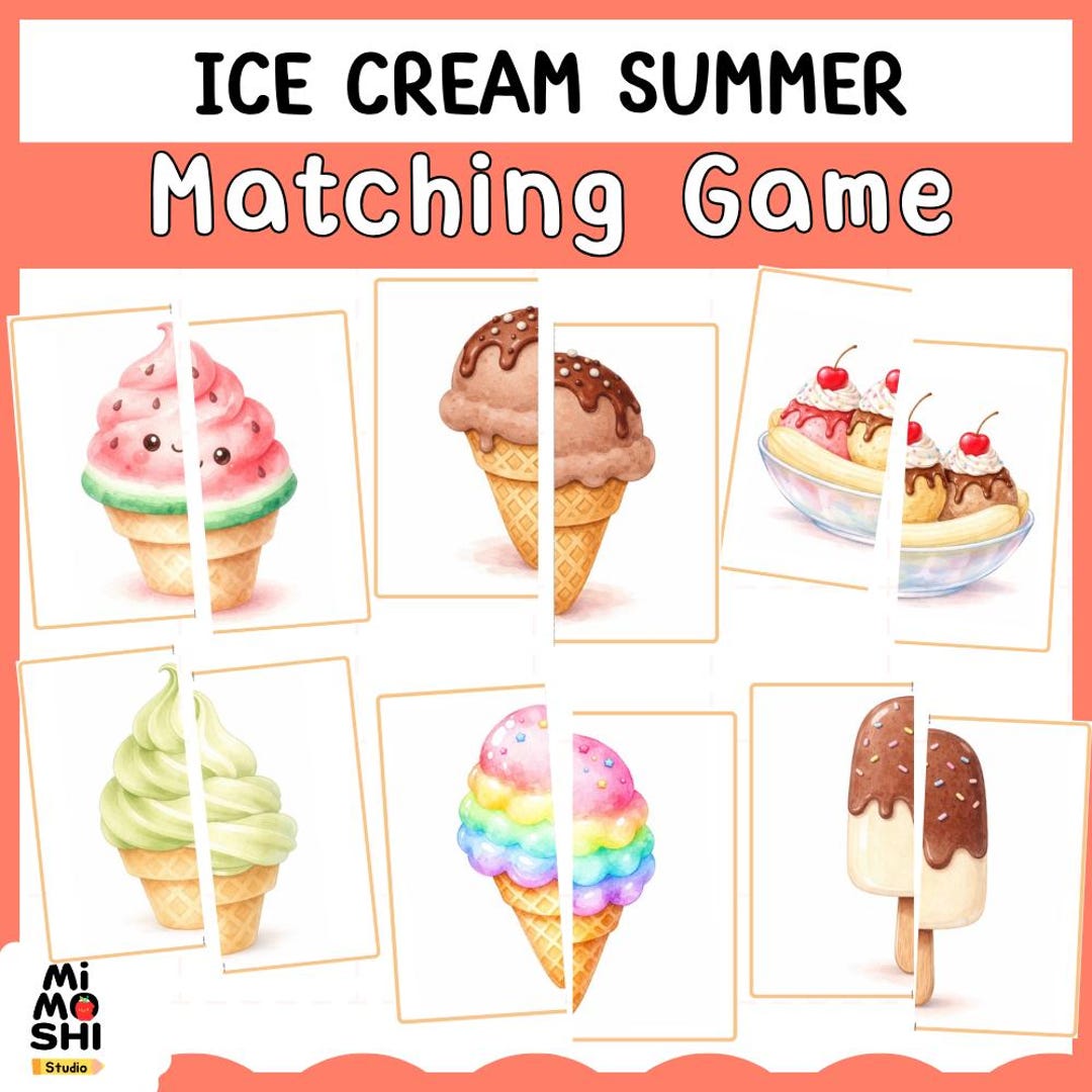 Ice Cream Matching Game Printable, Summer Preschool Activity, Toddler ...