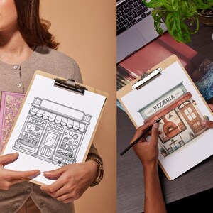 Storefronts Coloring Pages, Easy to Color,for Adults & Kids , Printable ...