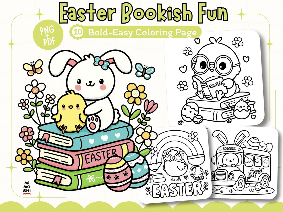 Easter Bookish Fun Coloring Pages | Bold and Easy ,easter Bunny,easter ...