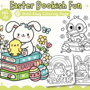 Easter Bookish Fun Coloring Pages | Bold and Easy ,easter Bunny,easter ...