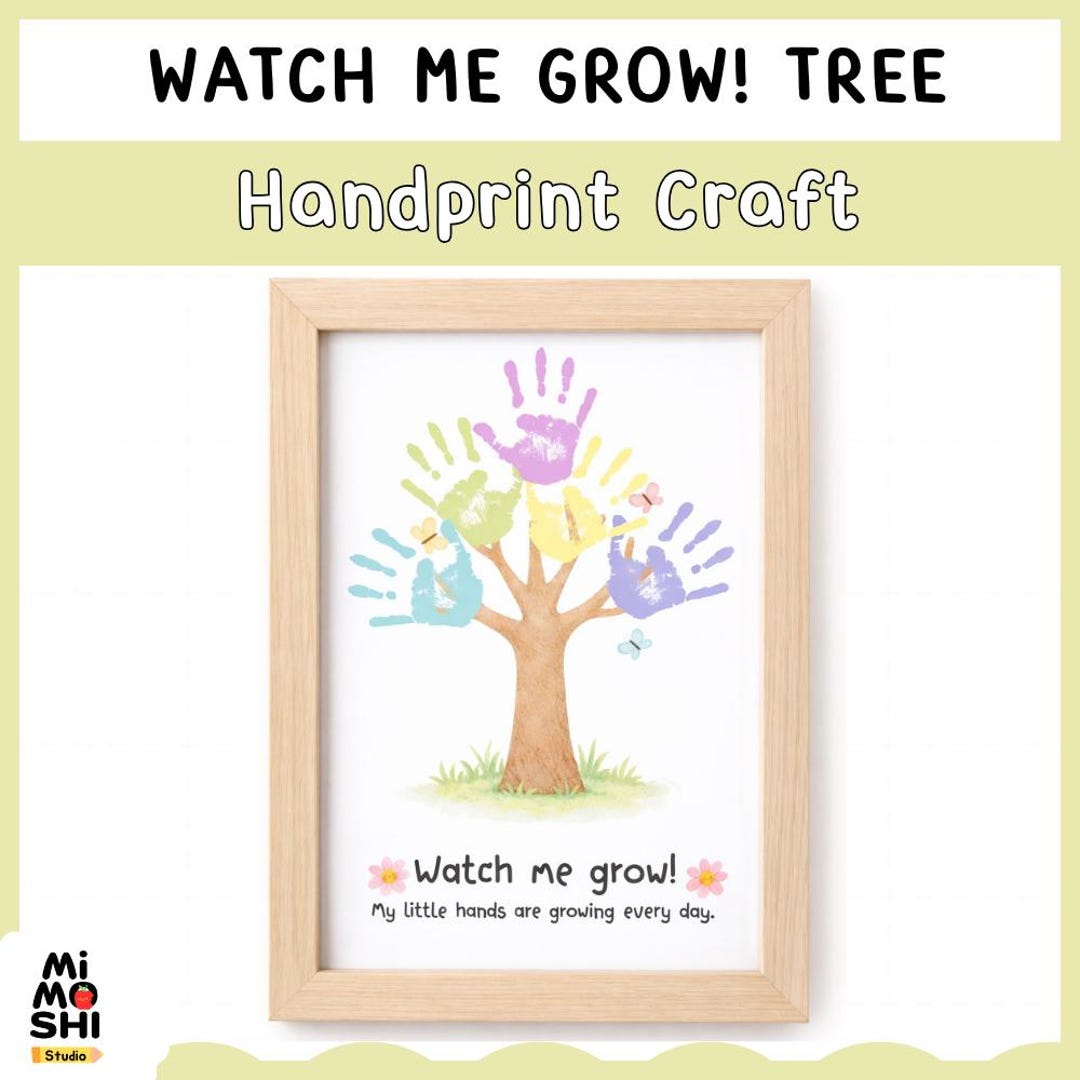 Watch Me Grow Tree Handprint Craft | Printable Kids Art Activity | Baby ...