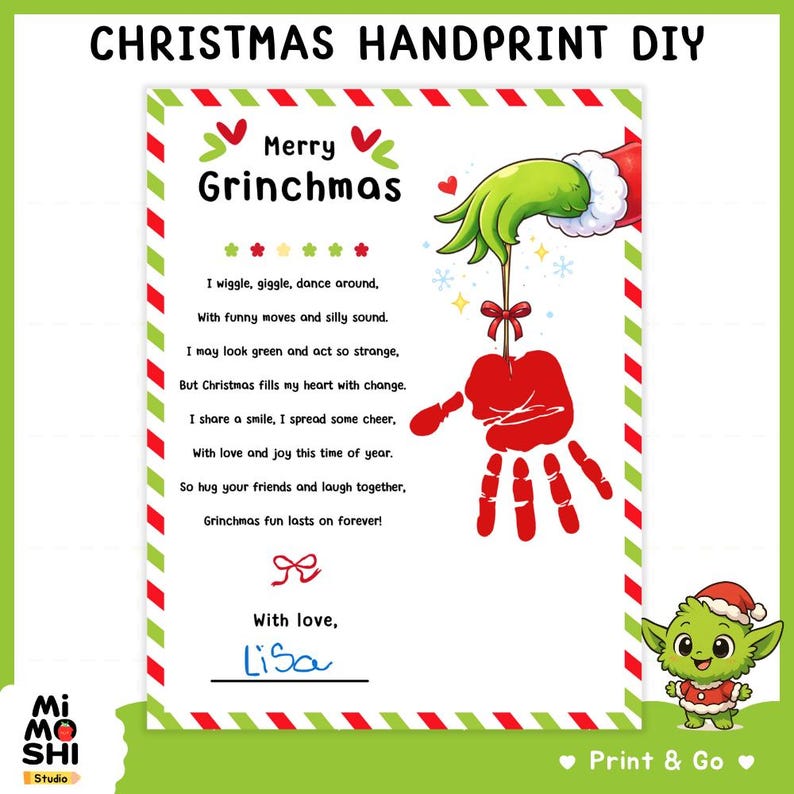 Christmas Handprint Craft – Merry Grinchmas Printable Poem Keepsake ...