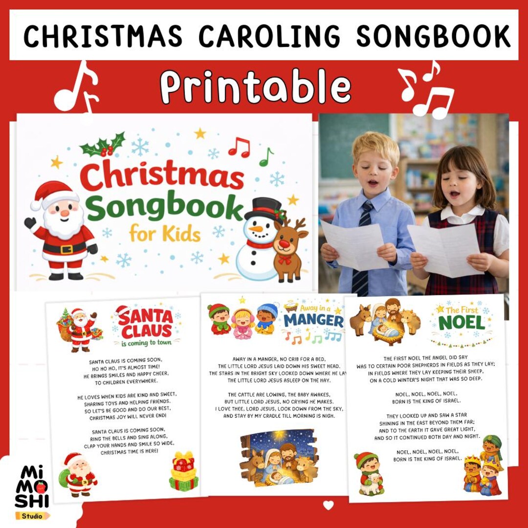 Christmas Caroling Songbook Printable for Kids – 11 Classic Christmas ...
