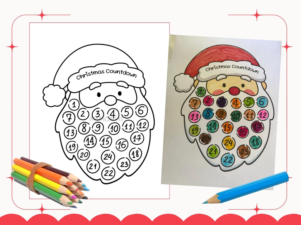 Santa Beard Christmas Countdown Craft — Fun Holiday Activity for Kids ...