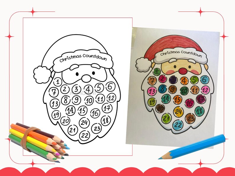 Santa Beard Christmas Countdown Craft — Fun Holiday Activity for Kids ...