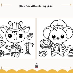 Animals on the Job Coloring Pages: Bold & Easy (PNG + PDF) - Etsy