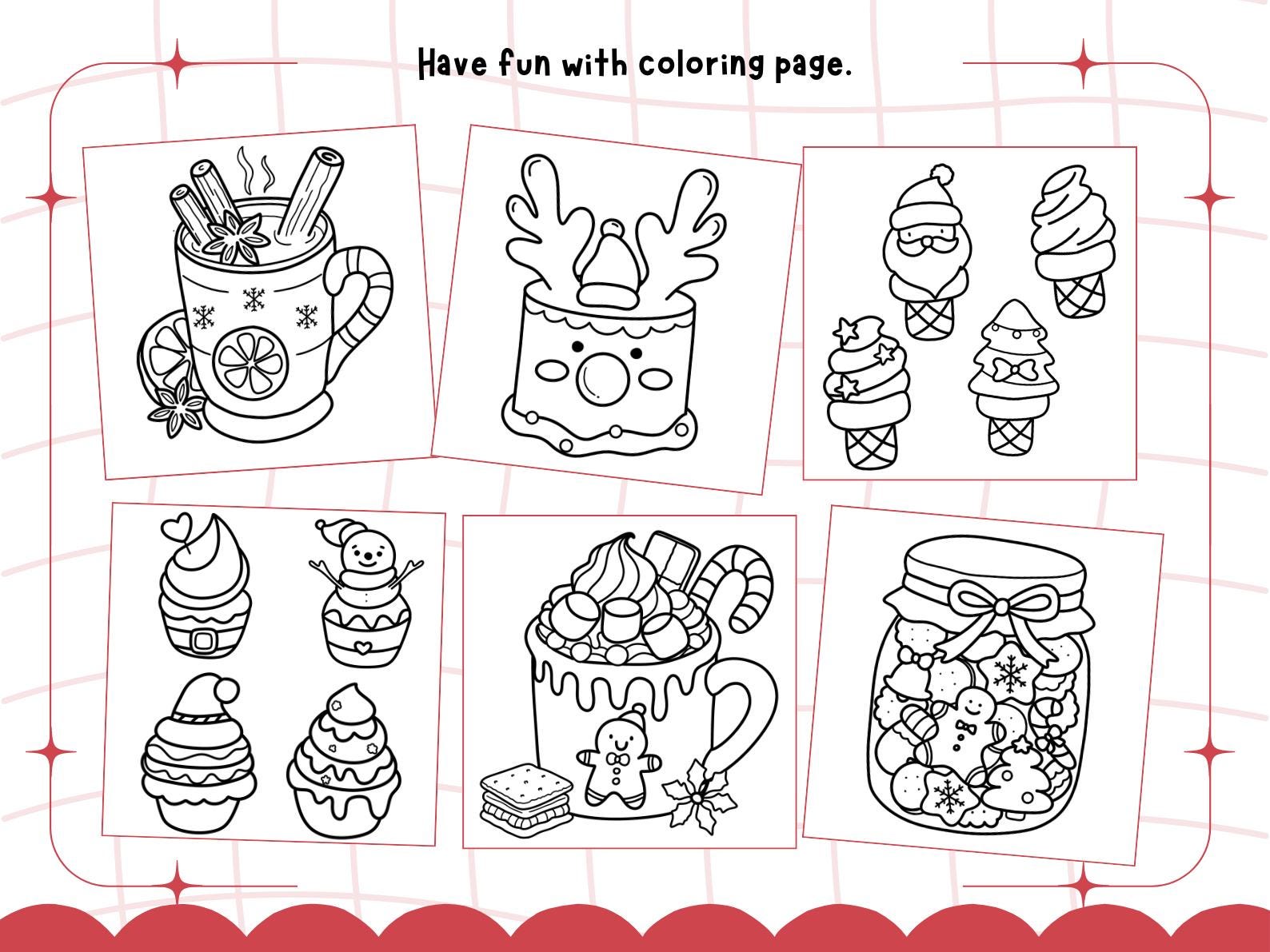 Christmas Dessert Coloring Pages | Bold and Easy Coloring Book ...