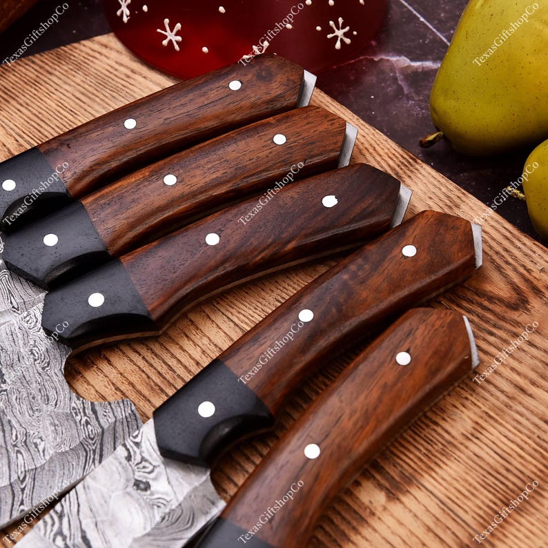 Hand Forged Damascus Chef Set, Handmade Kitchen Knife, Damascus Chef ...