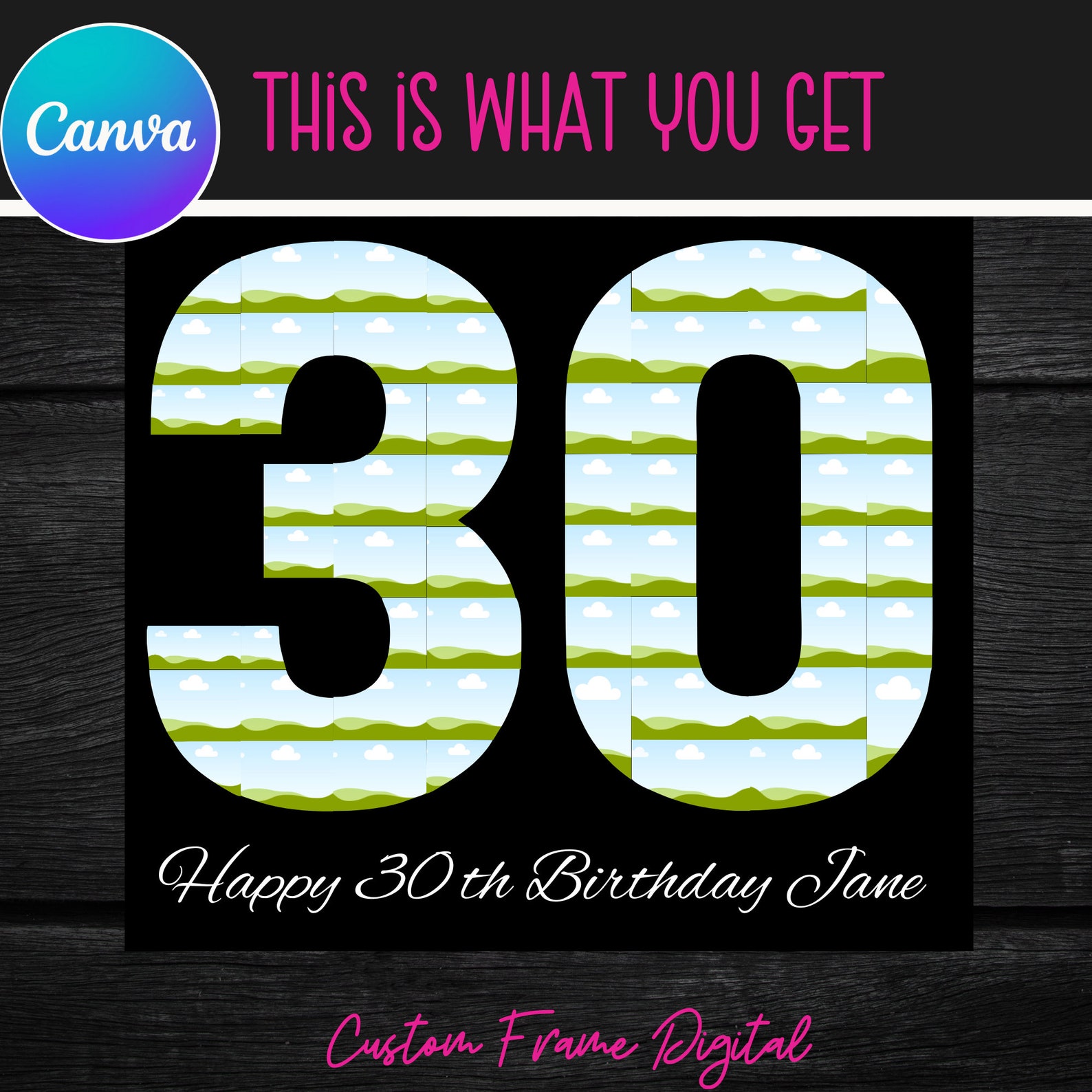 30th Birthday Photo Collage Template, Canva Frame Personalized 30th ...