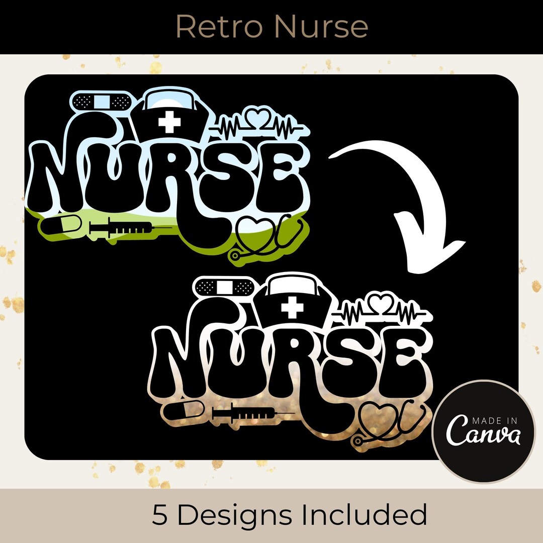 Retro Nurse Frame Template - Etsy