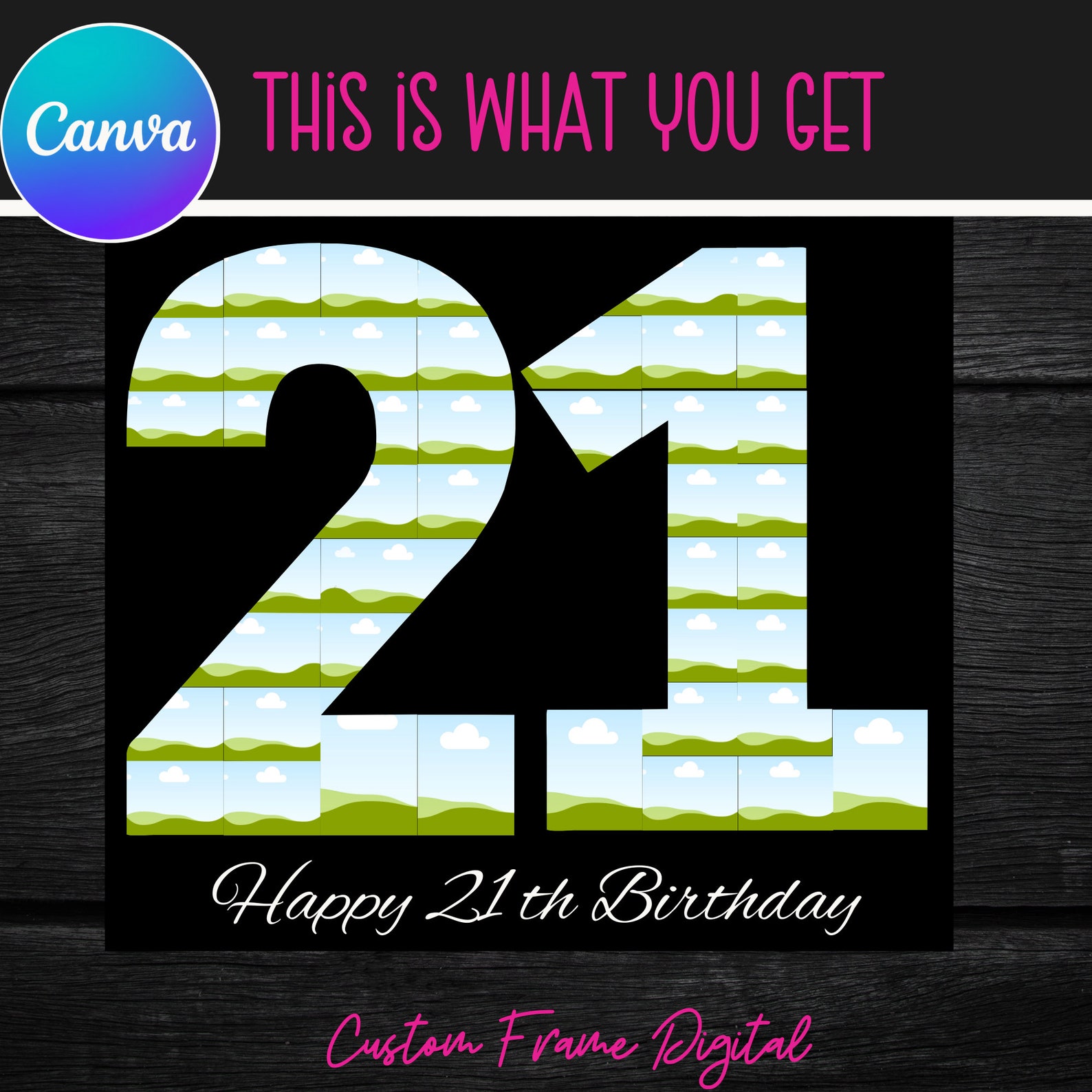 21st Birthday Photo Collage, 21st Birthday Gift, Birthday Number 21 ...