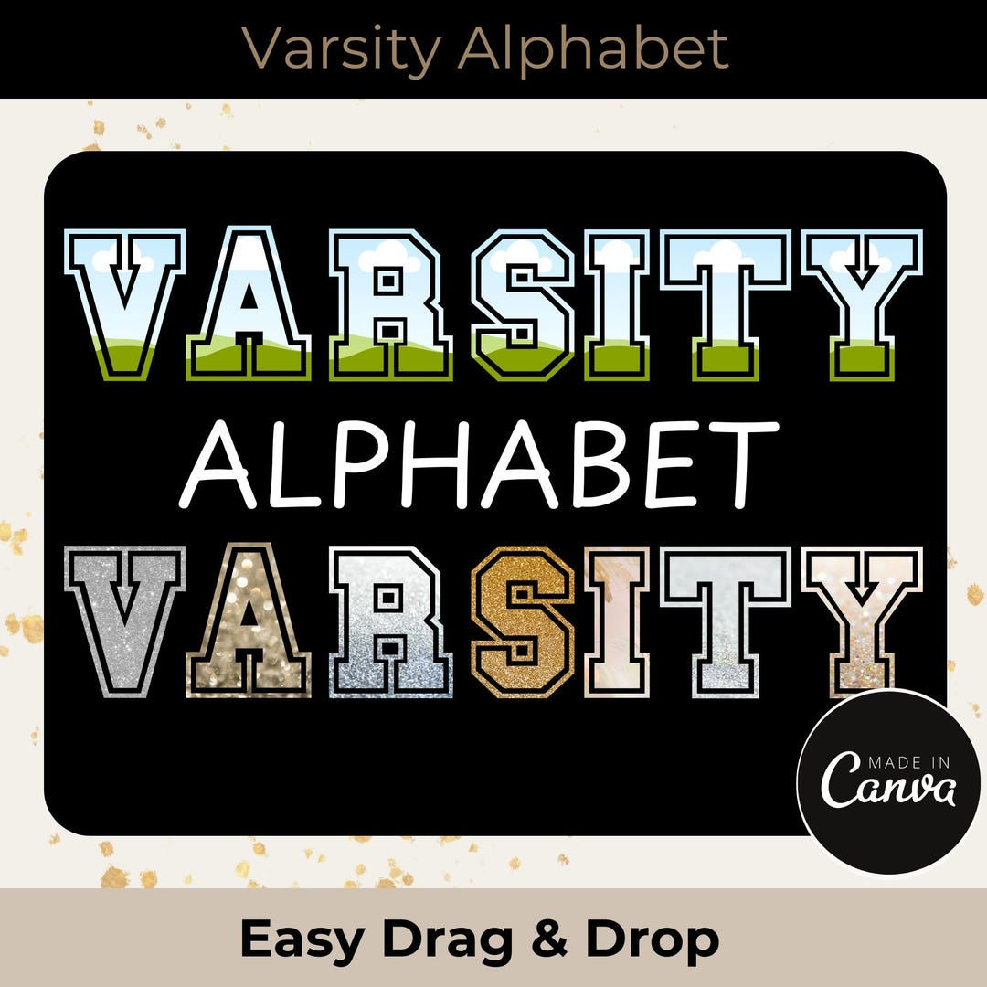 Varsity Alphabet Letters, Digital Download, Printable and Editable ...