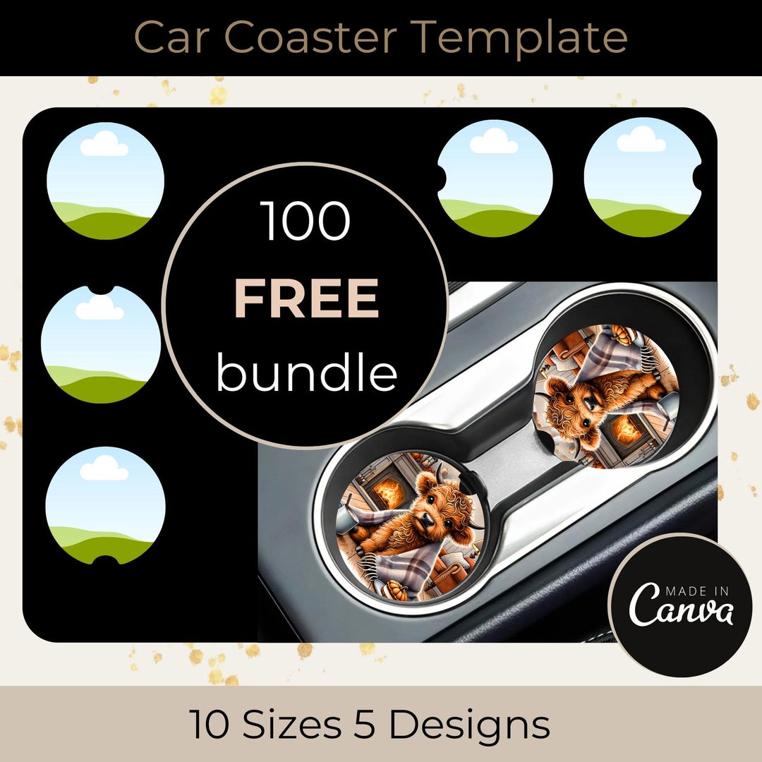 Car Coaster Template Bundle - Etsy