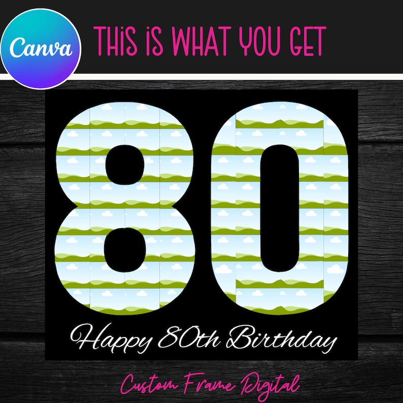80th Birthday Photo Collage Template, Personalized 80th Birthday Gift ...