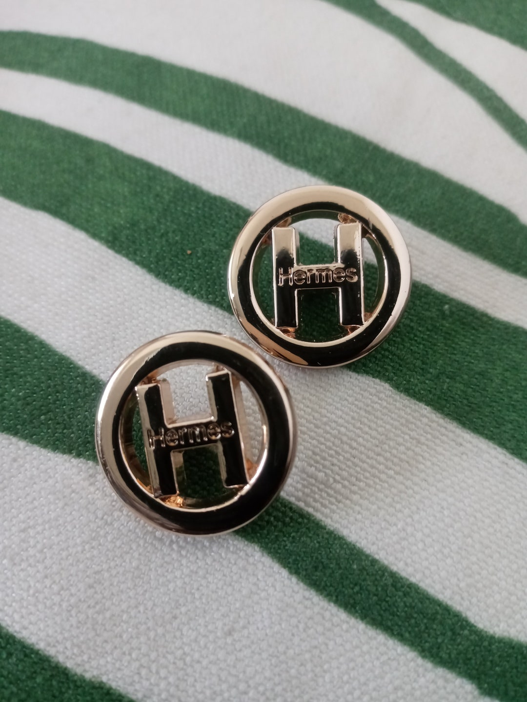 Gold H Buttons Studs - Etsy