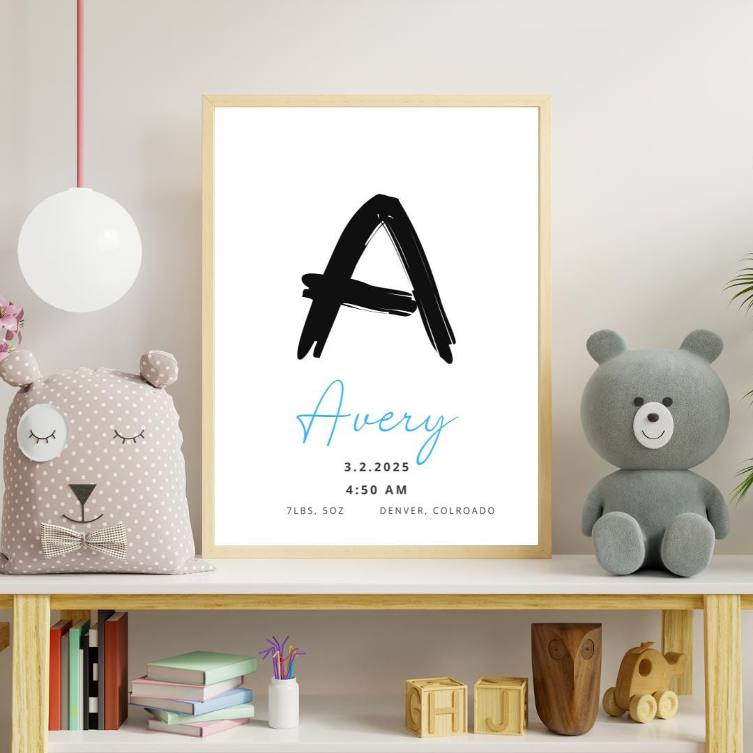 Personalized New Baby Poster, Nursery Decor, Baby Shower Gift, Welcome ...