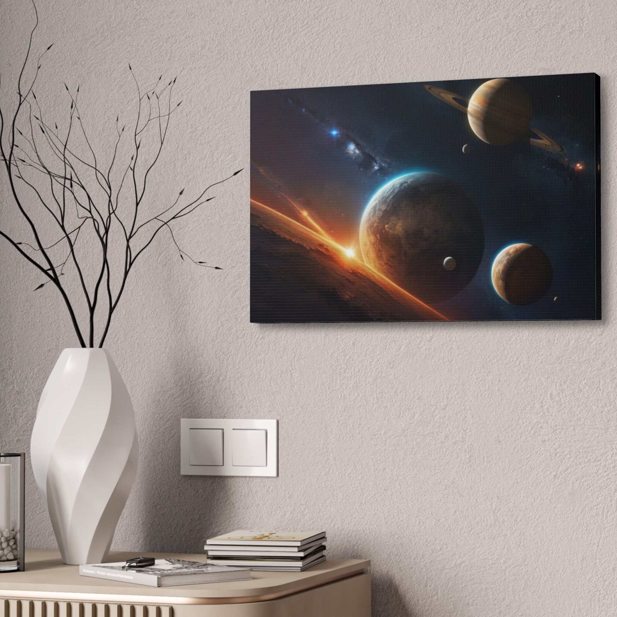 Space Canvas With Planets, Great Room Decor, Cool Canvas - Etsy