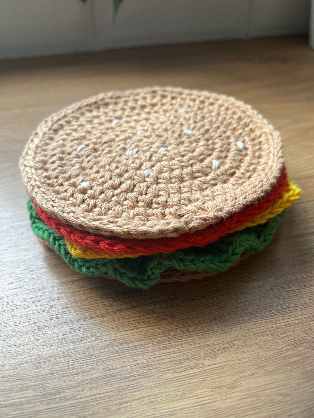 Crochet Burger Coaster Set - Etsy