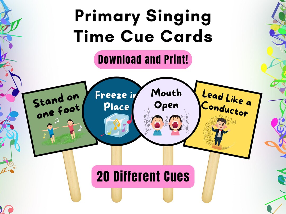 Primary Singing Cue Cards | Primary Singing Time Activity | Primary ...