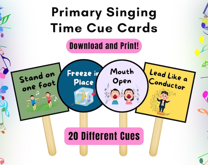 Primary Singing Cue Cards | Primary Singing Time Activity | Primary ...