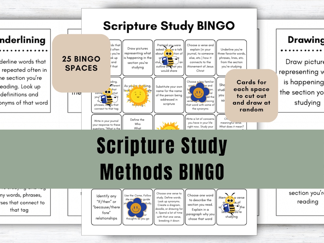 Scripture Study Methods BINGO | Scripture Games | Come Follow Me | LDS ...
