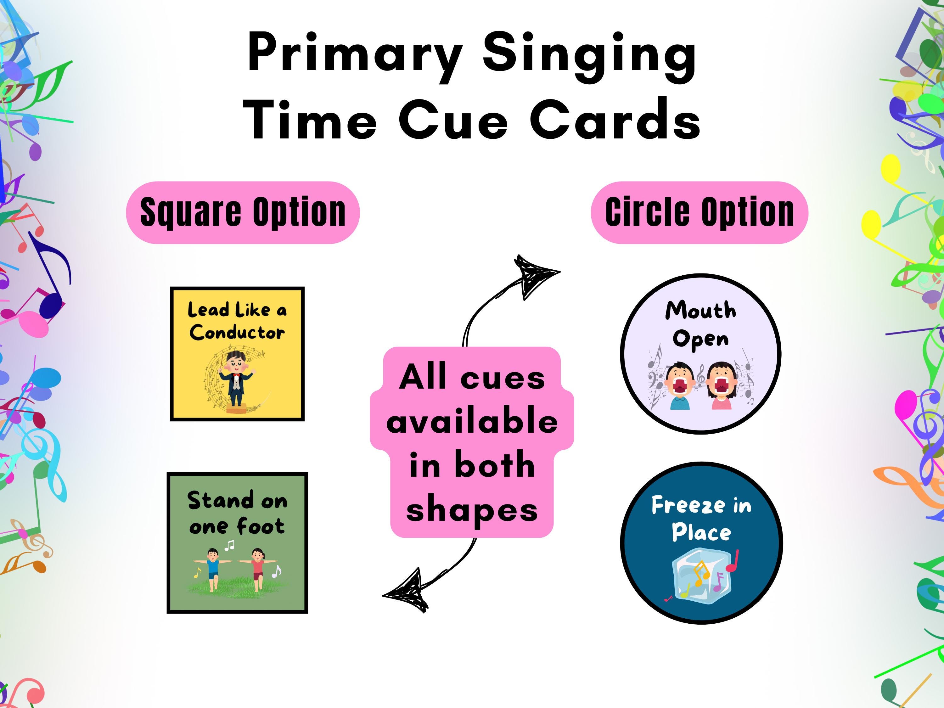 Primary Singing Cue Cards | Primary Singing Time Activity | Primary ...
