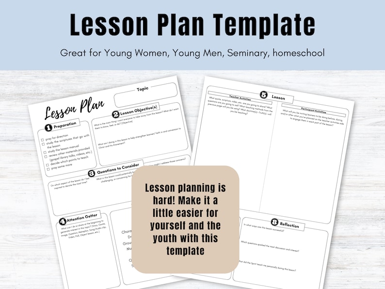 Lesson Plan Template | Come Follow Me | LDS Lesson Planning | Youth ...