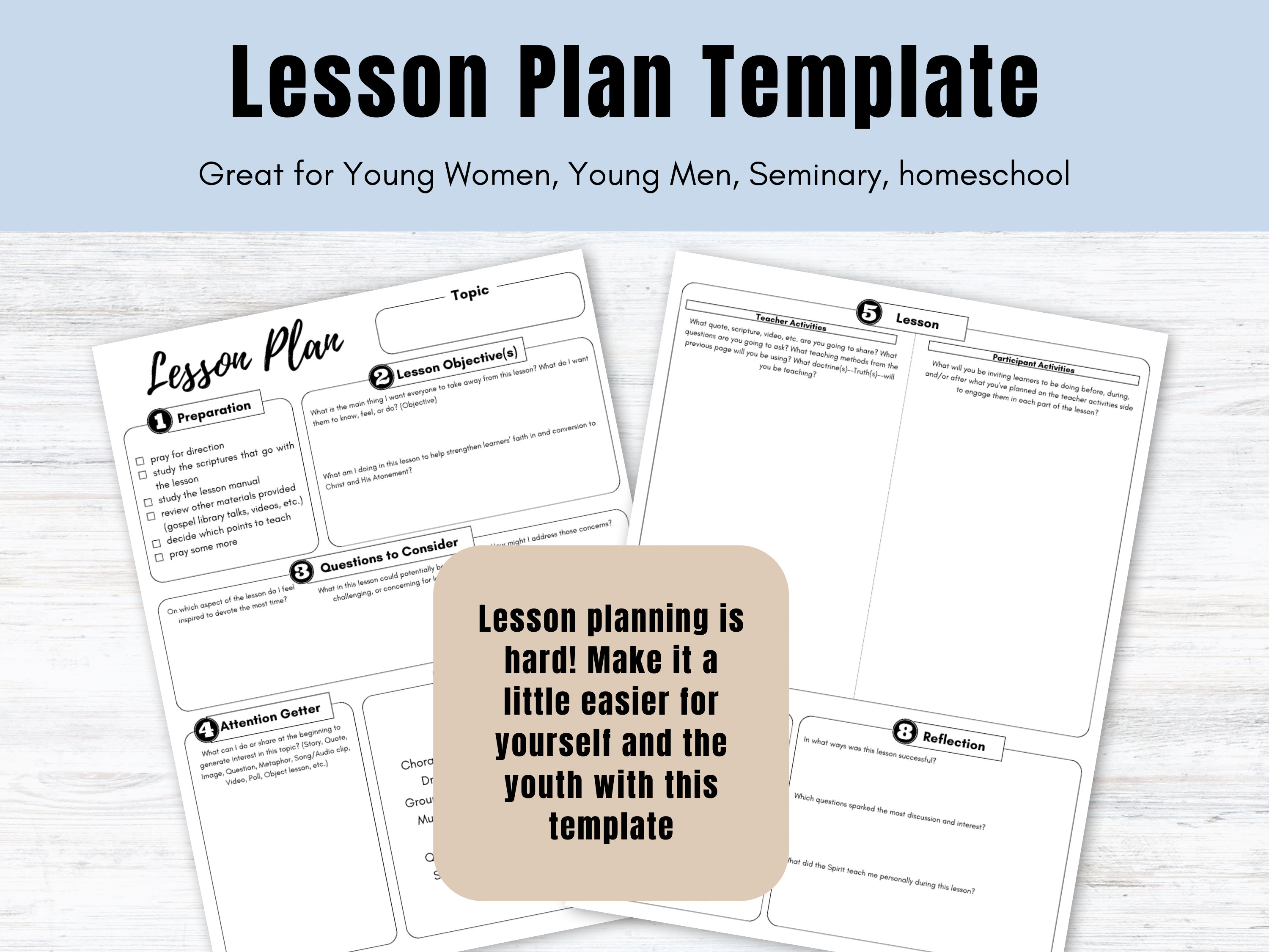 Lesson Plan Template | Come Follow Me | LDS Lesson Planning | Youth ...
