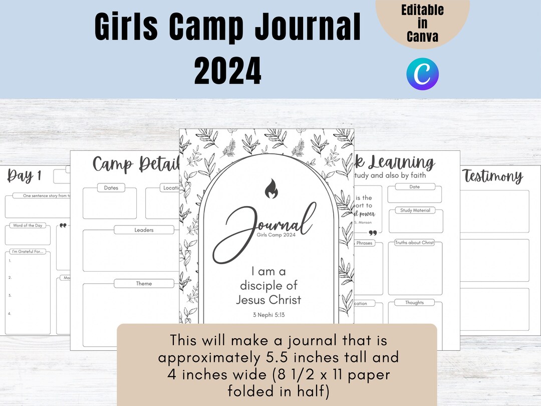 Editable Girls Camp Journal 2024 | LDS Young Women Camp Journal ...