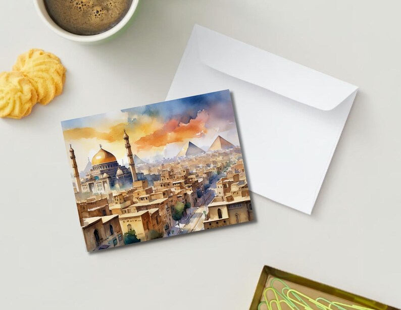 Cairo, Egypt the Pyramid of Giza Travel Postcard digital Download ...